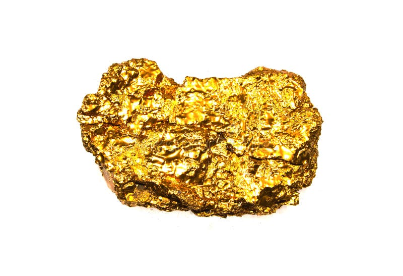 Golden Stone Isolated on White Background Stock Photo - Image of ...