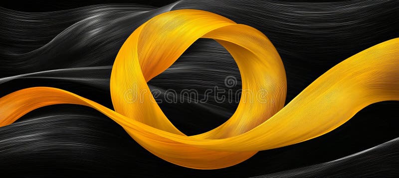 Golden Stream Abstract Design with Curved Golden Shape Flowing on a ...