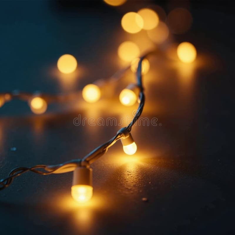 Golden String Lights Looped in Festive Garland , Bright Yellow, Golden ...