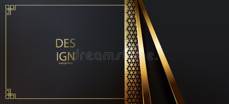 Golden Stripes with a Frame on a Black Texture Background Stock Vector ...