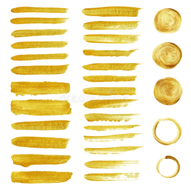 Golden Stripes Patch Hand Painted Isolate on White Background. Stock ...