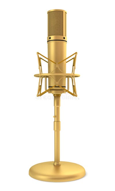 Golden Studio Microphone Isolated on White Stock Illustration ...