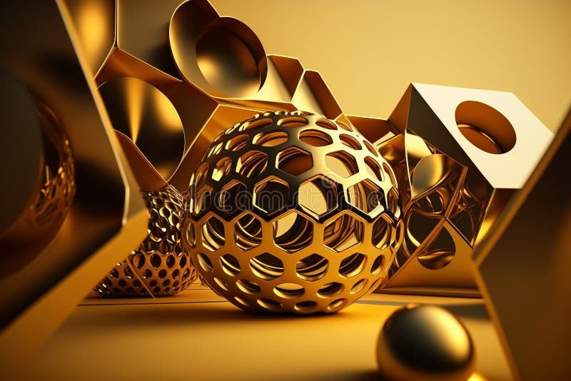 Golden Stylish Background with Abstract Box Rectangle Geometric Shapes ...