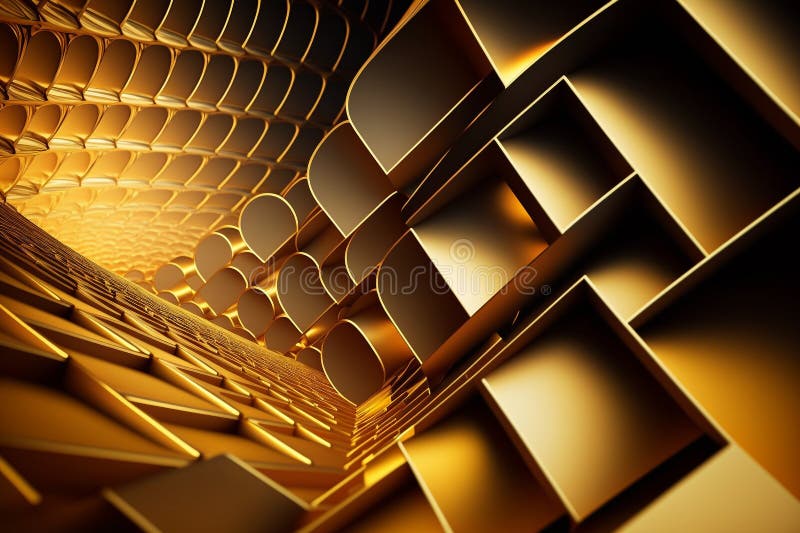 Golden Stylish Background with Abstract Box Rectangle Geometric Shapes ...