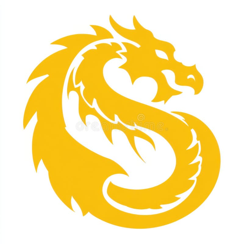 Golden Stylized Dragon Circular Coiled Design with Sharp Scales Stock ...
