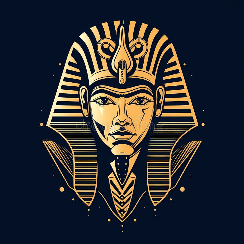 Golden Stylized Representation of an Ancient Egyptian Pharaoh. Stock ...