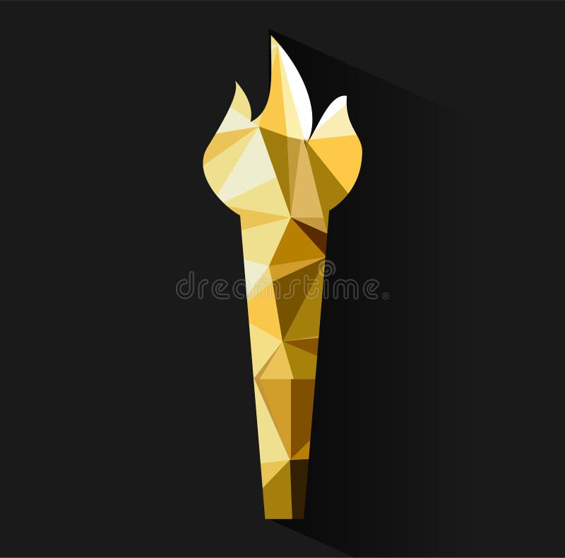 Golden Stylized Torch. Flaming Torch Symbol Stock Vector - Illustration ...