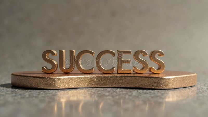 Golden Success Sculpture on Reflective Surface Symbolizing Achievement ...