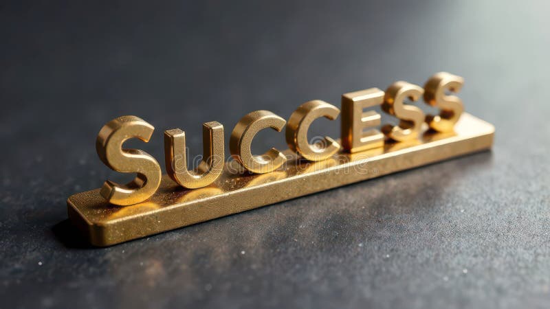 Golden Success Word Sculpture on Dark Surface Stock Illustration ...