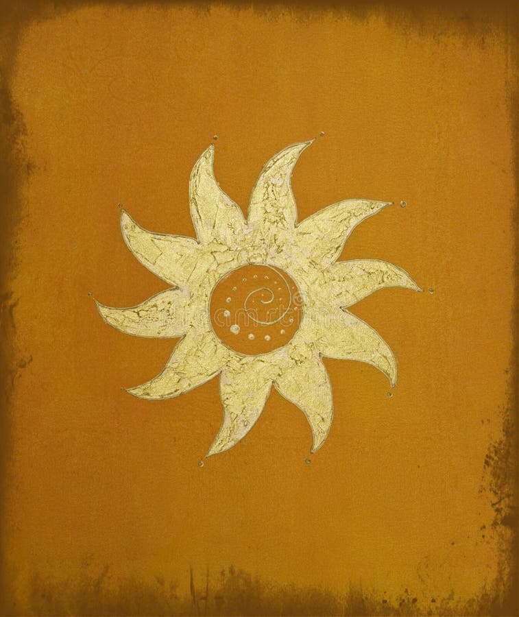 Artwork with golden sun stock illustration. Illustration of artwork ...