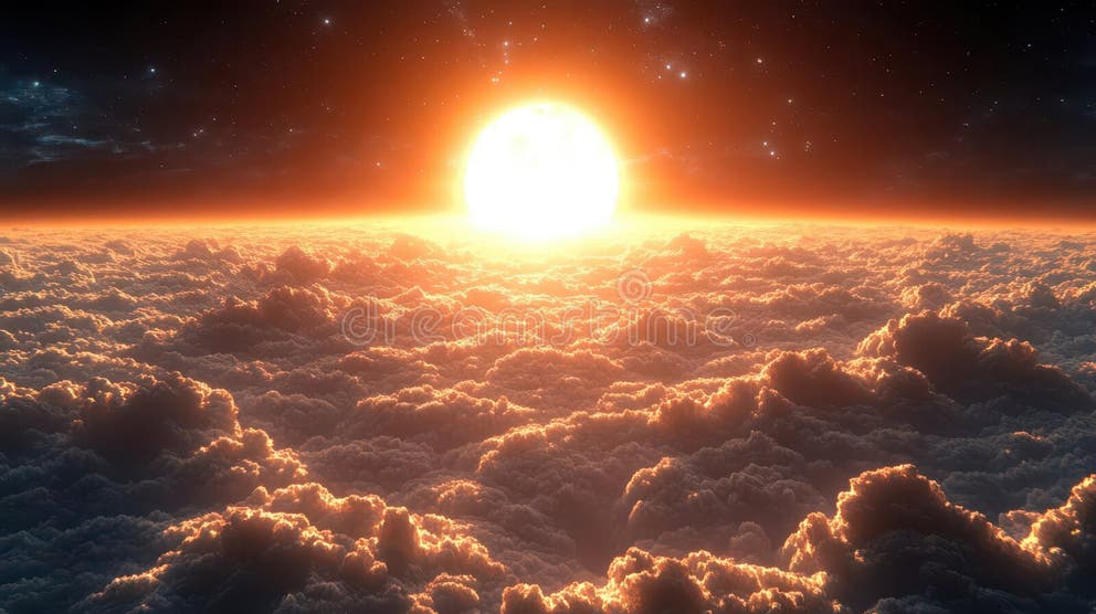 Golden Sun Above Cloudscape Stock Illustration - Illustration of ...