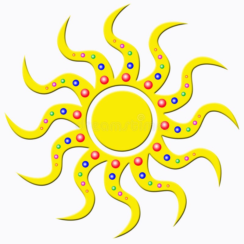 Big Eye Sun Simple Hand Drawing Color Stock Vector - Illustration of ...