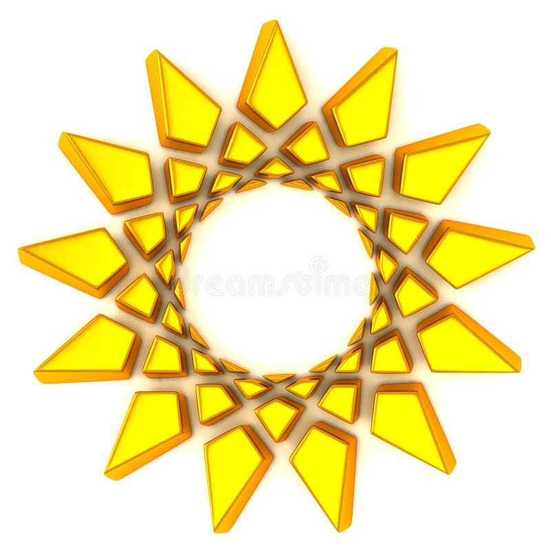 Golden sun frame, 3d stock illustration. Illustration of luxury - 28701927
