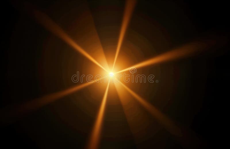 Golden Sun Light Creates Bright Lens Flare Effect. Abstract Design with ...