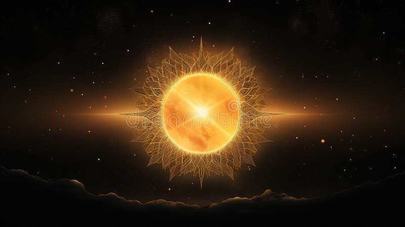 Golden Sun Moon Illustration Stock Illustration - Illustration of ...