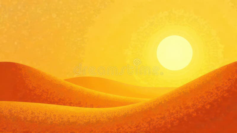 Golden Sun Over Rolling Desert Dunes in Bright Yellow Hues Stock ...