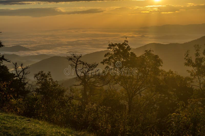 Golden Sun Rays Over Blue Ridge Stock Image - Image of autumn, rays ...