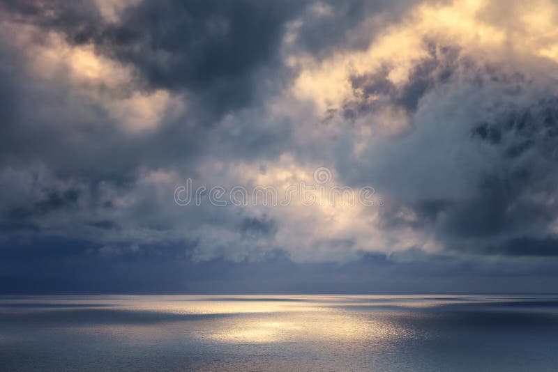Golden Sun Rays on the Sea at Sunset Stock Image - Image of dramatic ...