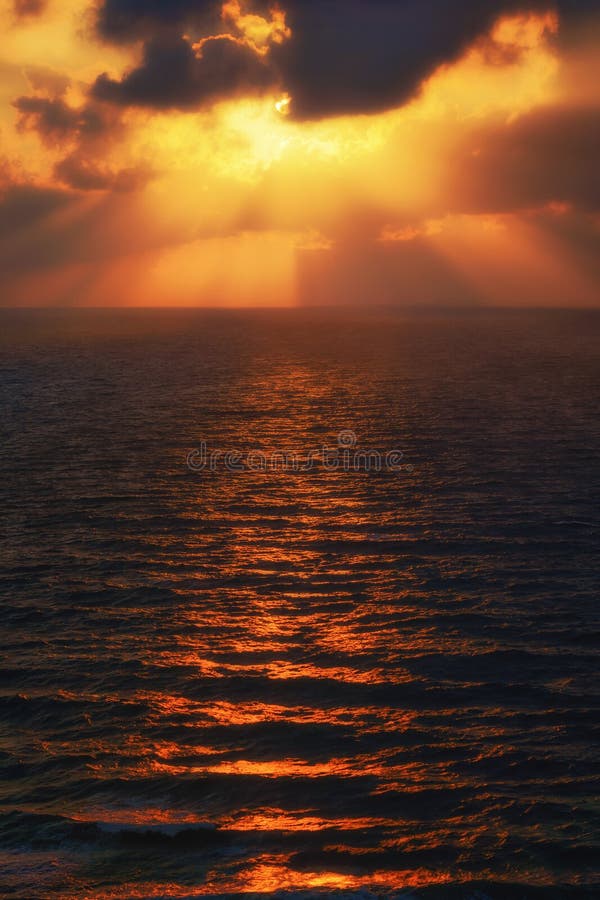 Golden Sun Rays on the Sea at Sunset Stock Image - Image of beautiful ...
