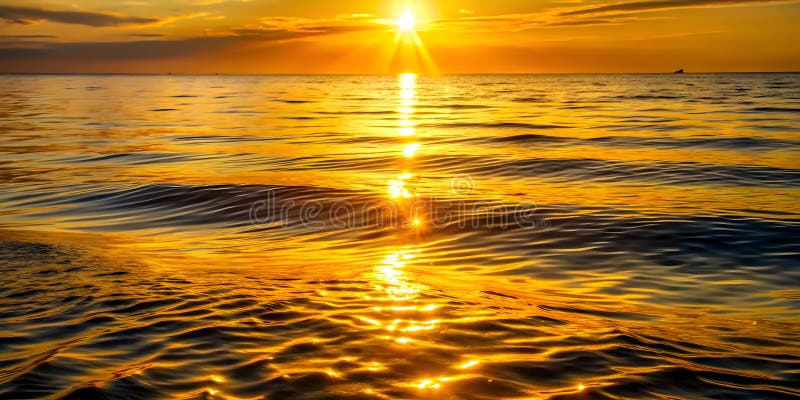 Golden Sun Reflections Shimmering on the Ocean Surface Stock ...