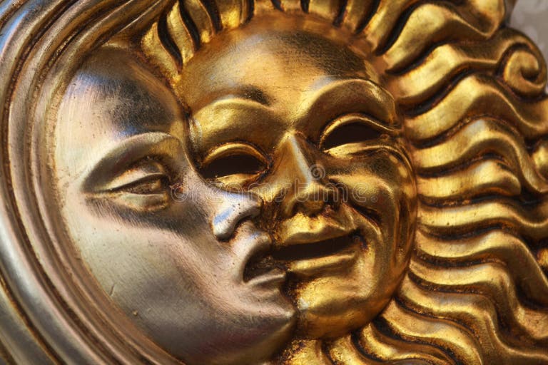 Golden Sun Silver Moon Mask Stock Photo - Image of party, venetian: 3194030