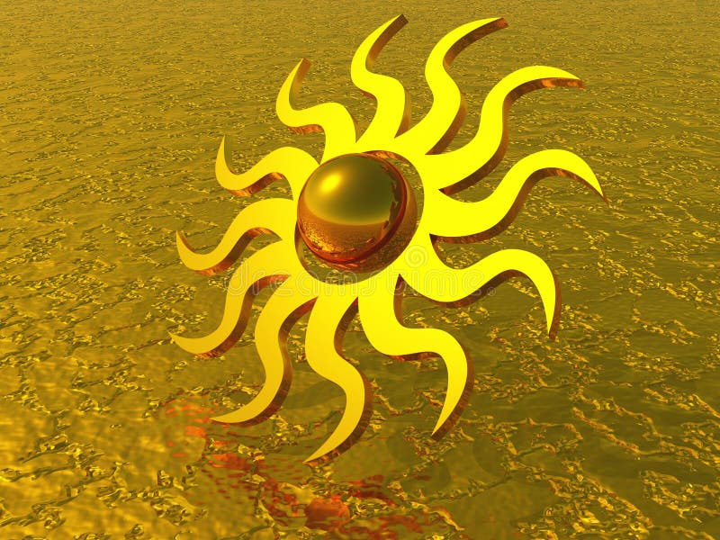 Golden sun symbol 3D 03 stock illustration. Illustration of oneness ...