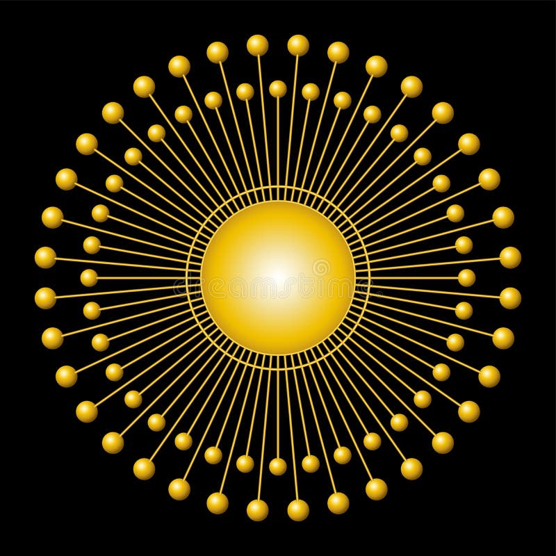 Golden Sun Symbol, Solar Disk with 72 Rays of Light, Monstrance Stock ...
