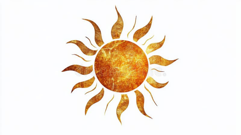 A Golden Sun with a White Background Stock Illustration - Illustration ...