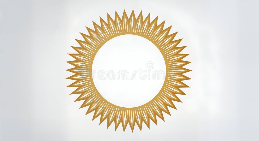 Golden Sunburst Frame with Radial Pattern, Circular Design Element ...