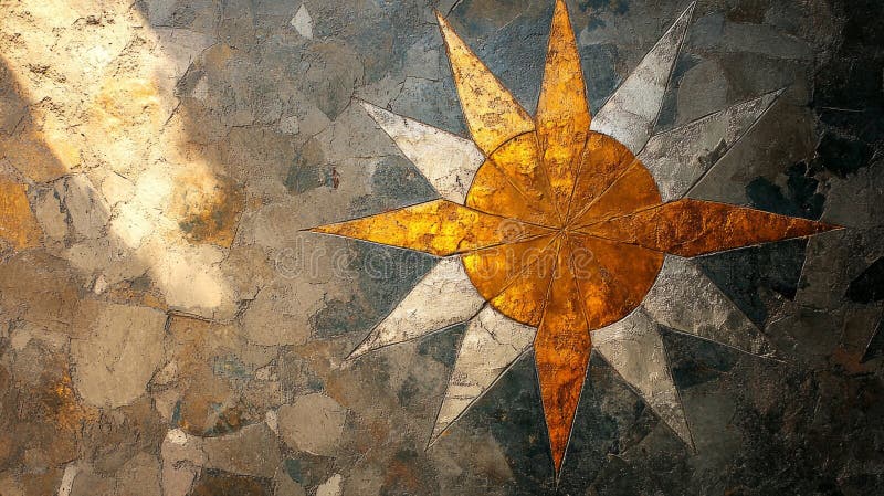 Golden Sunburst Stone Mosaic Floor Design Stock Illustration ...