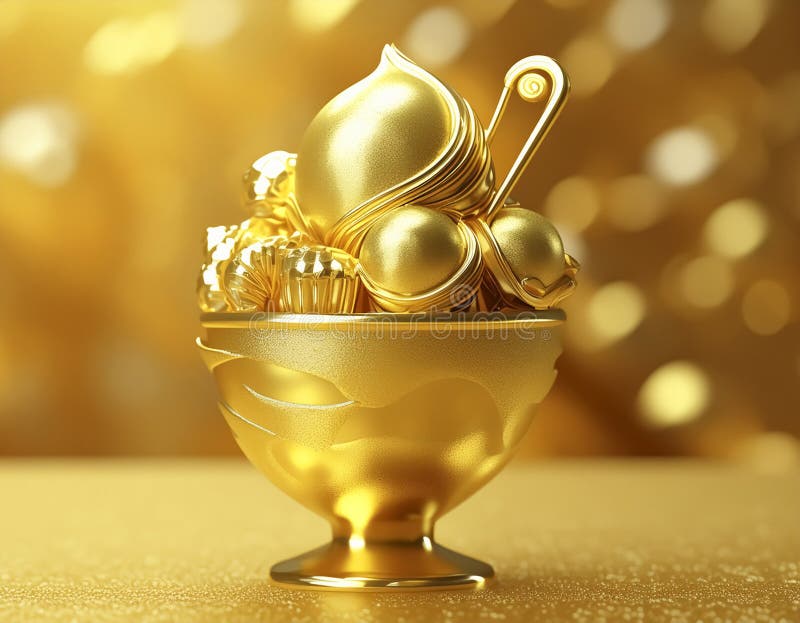 Golden sundae stock illustration. Illustration of shiny - 318060631