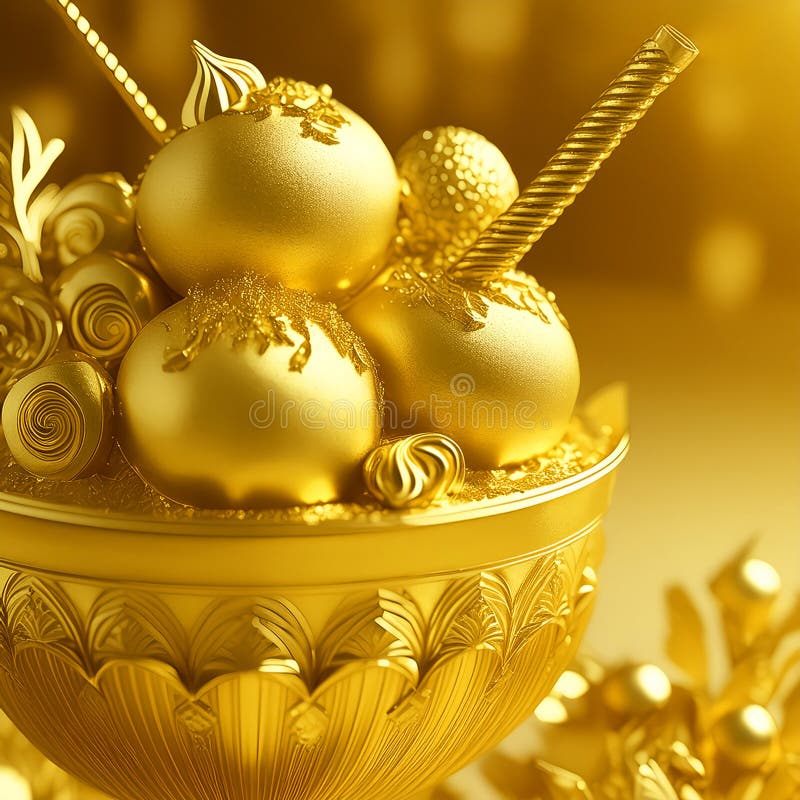 Golden ice-cream cone stock illustration. Illustration of precious ...