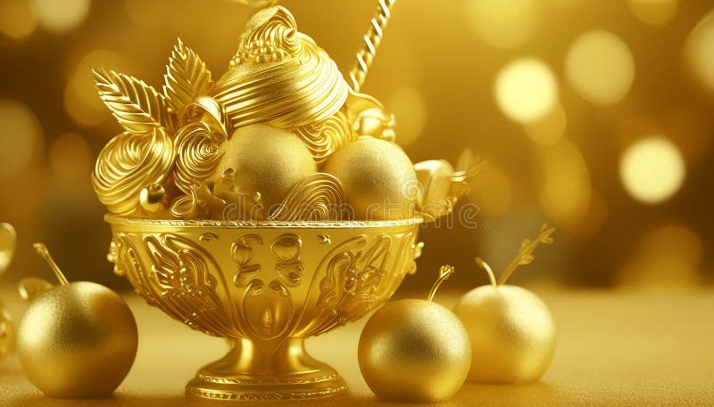 Golden sundae stock illustration. Illustration of cream - 321011593