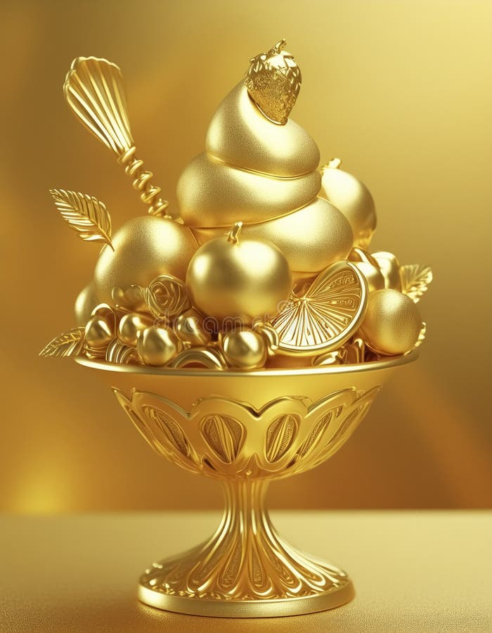 Golden sundae stock illustration. Illustration of closeup - 323992313