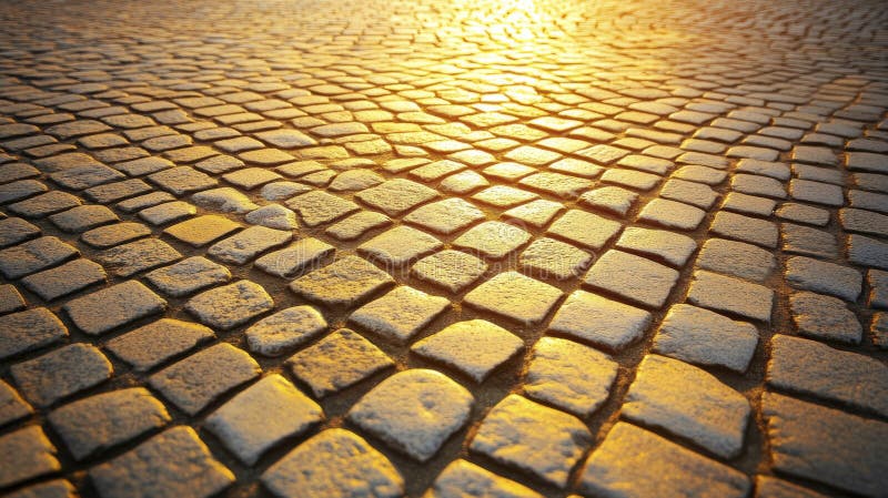 Golden Sunlight on Cobblestone Street Texture Stock Illustration ...