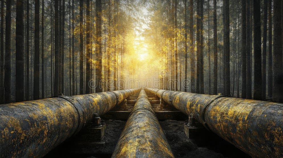 Golden Sunlight Illuminates Forest Path with Two Parallel Pathways ...