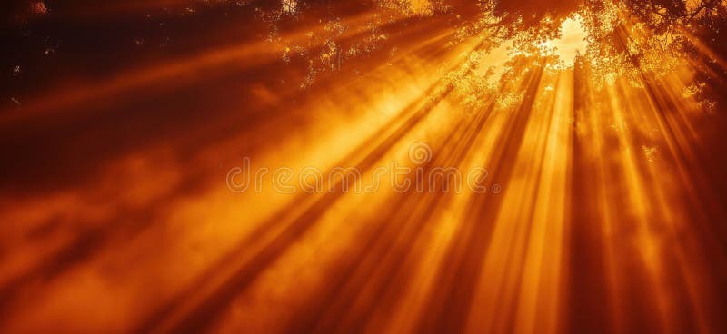 Golden Sunlight Rays Streaming through Trees Creating a Warm ...