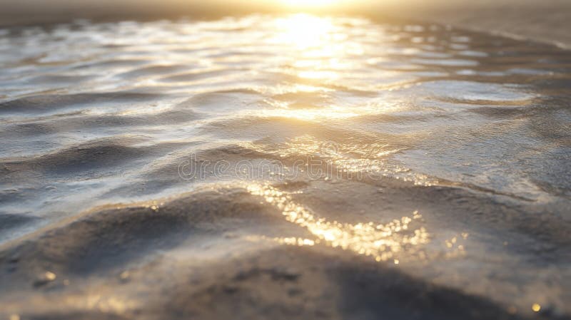 Golden Sunlight Reflecting on Gentle Ocean Waves Stock Illustration ...
