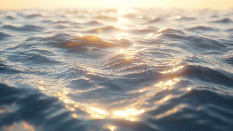 Golden Sunlight Reflecting on Gentle Ocean Waves Stock Illustration ...