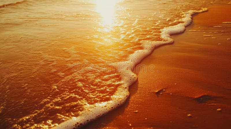 Golden Sunlight Reflecting on the Ocean Waves at Sunset Stock ...