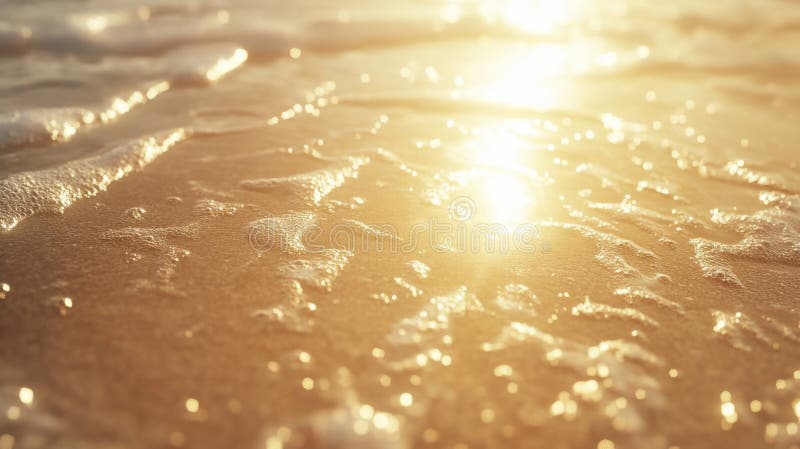 Golden Sunlight Reflecting on Tranquil Ocean Waves at Beach Stock ...
