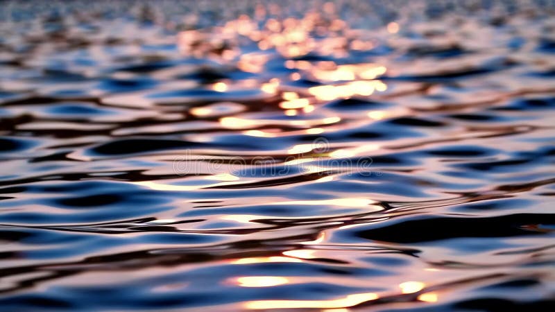 Golden Sunlight Reflections on Rippling Water Surface at Sunset ...