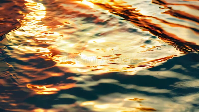 Golden Sunlight Reflects on the Rippling Water Surface, Creating a ...