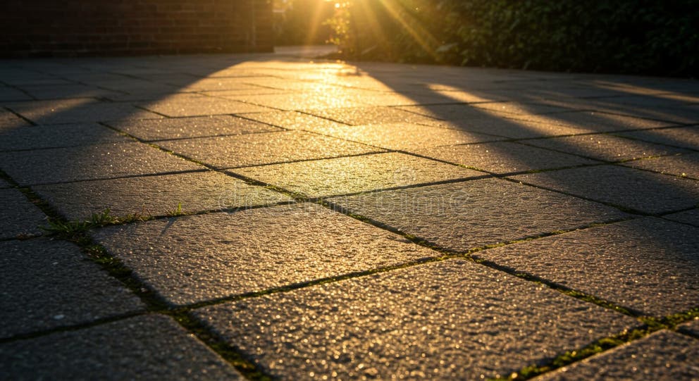 Golden Sunlight on Stone Pavement Stock Illustration - Illustration of ...