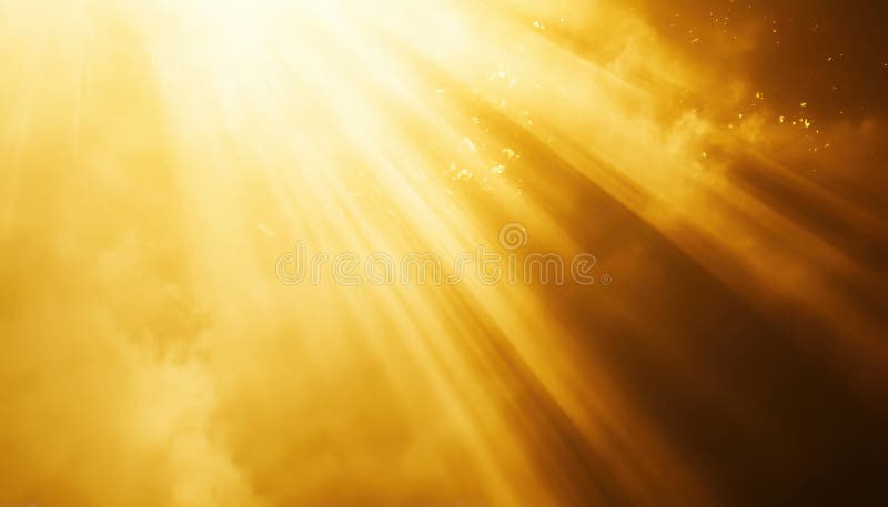 Golden Sunlight Streaming through Clouds at Sunrise Stock Image - Image ...