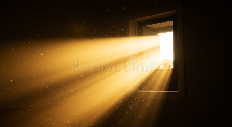 Golden Sunlight Streams through a Small, Rectangular Window ...