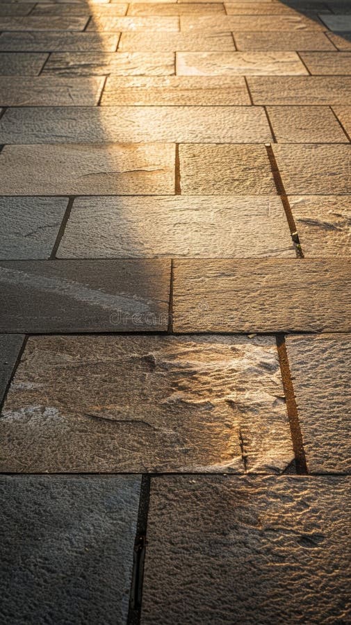 Golden Sunlight on Textured Paving Stones Stock Photo - Image of ...
