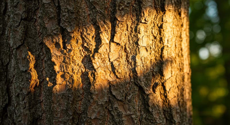 Golden Sunlight on Tree Bark Texture Stock Illustration - Illustration ...