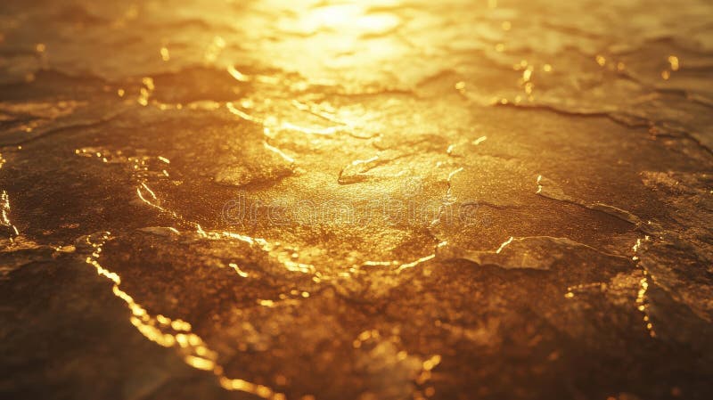 Golden Sunlit Cracked Ground Texture in Warm Light for Nature and Earth ...