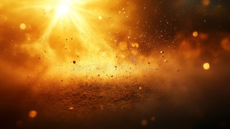 Golden Sunlit Dust Particles Rising Above Ground Stock Illustration ...